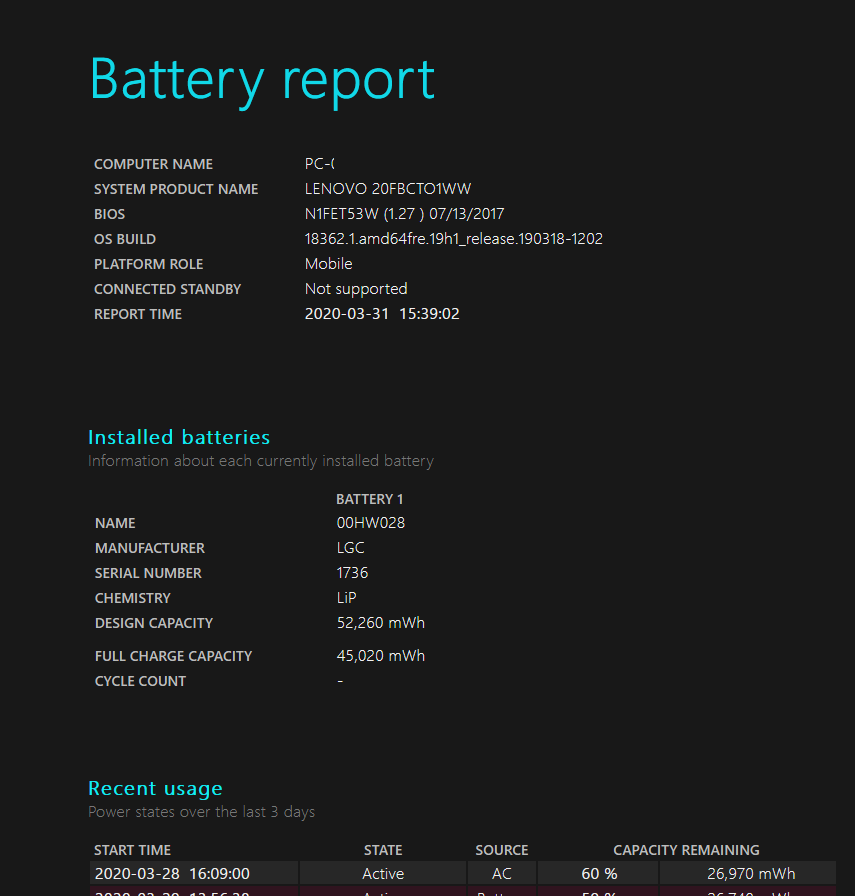 【Windows】ノートPCのバッテリーのコンディションを知りたい at softelメモ